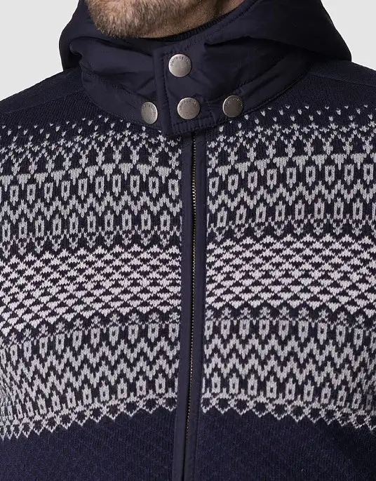 ⏩Куртка-кофта Pierre Cardin з капюшоном у синьому кольорі з візерунком ...